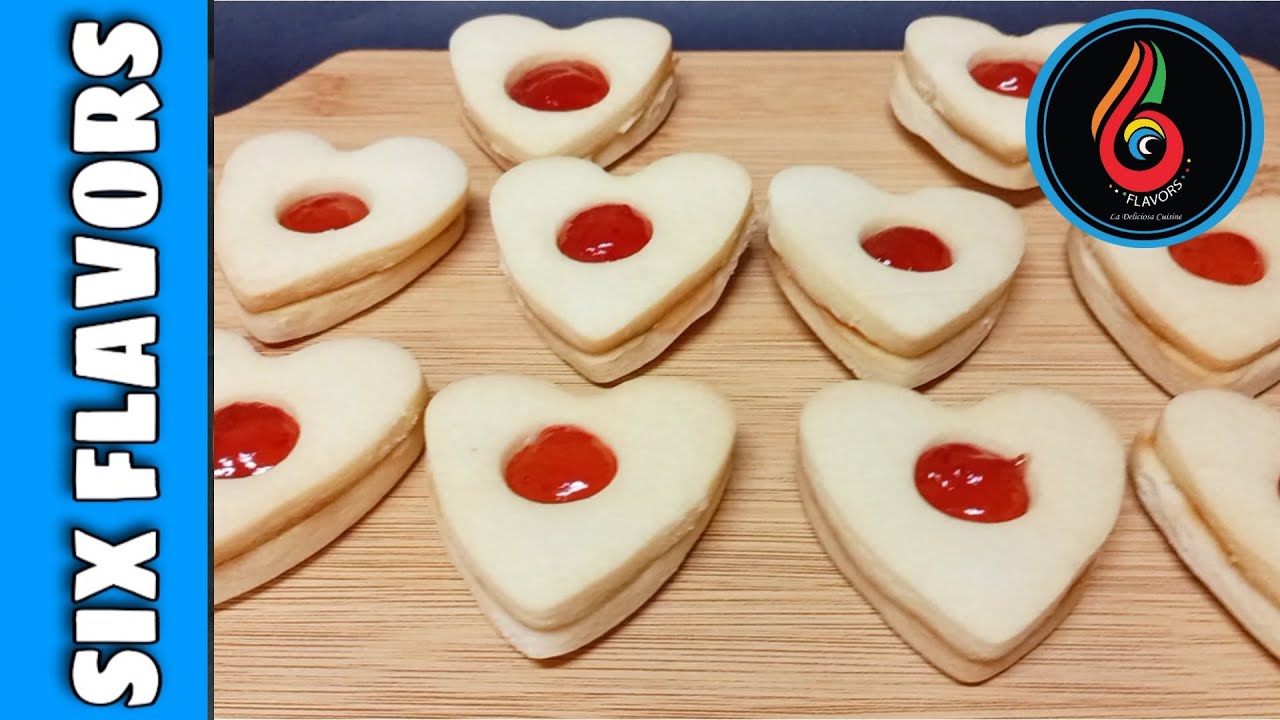 Jam heart Biscuits| Condense milk cookies| 3 ingredients cookies recipe ...