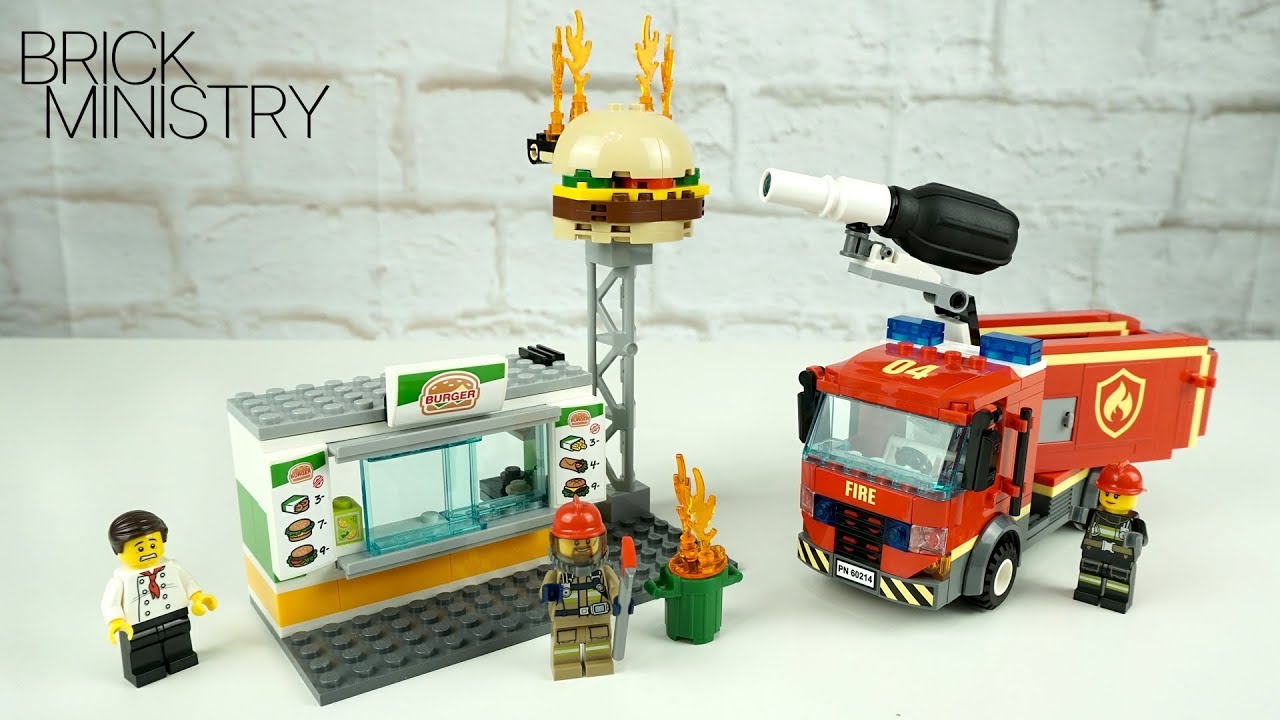 LEGO CITY 2019 Burger Bar Fire Rescue Speed Build [60214] - YouTube