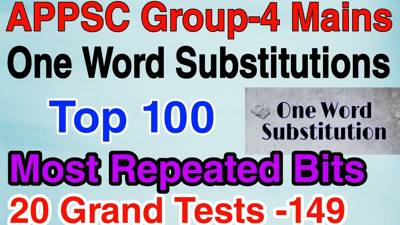 Top One Word Substitutions Group 4 Mains| Most Repeated| APPSC ...