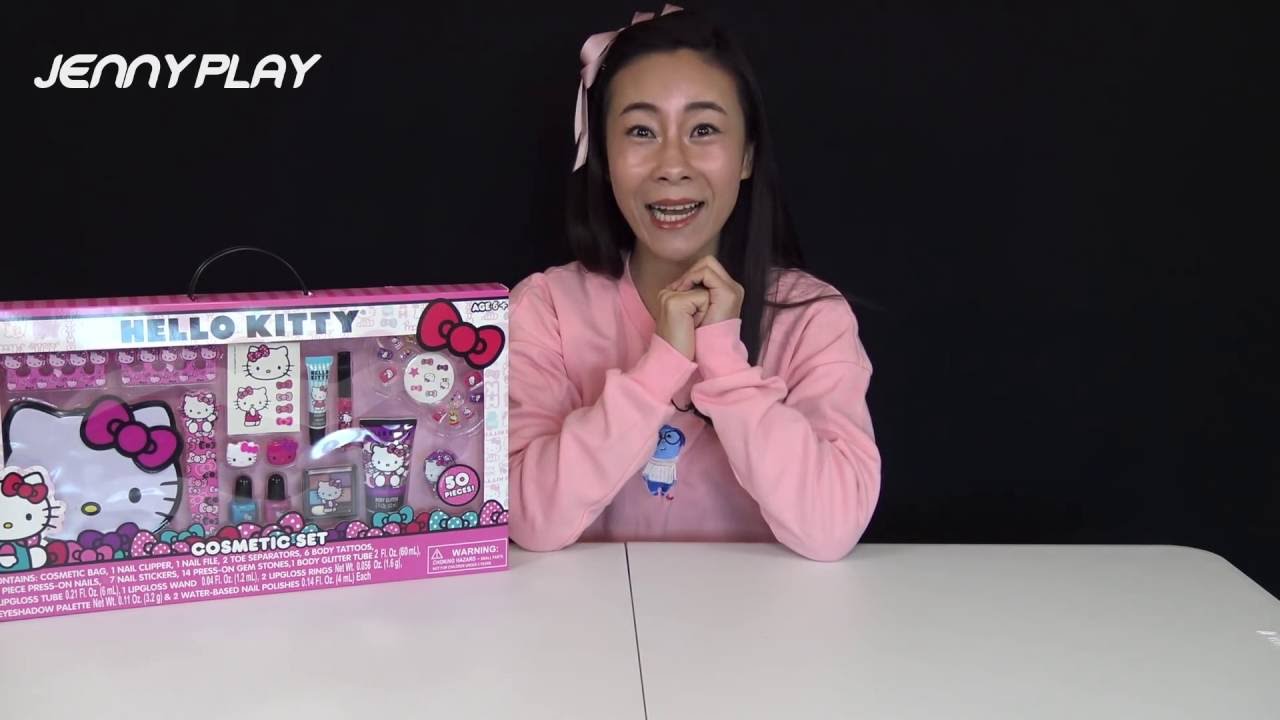 Jenny play !헬로키티메이크업 세트에요!화장품 장난감놀이~ hello kitty cosmetic play !! - YouTube