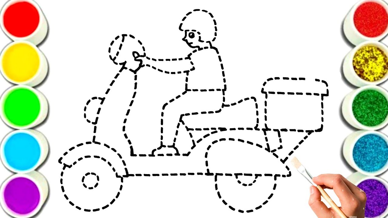 Food Delivery boy Drawing, Painting and Coloring for kids and Toddlers ...