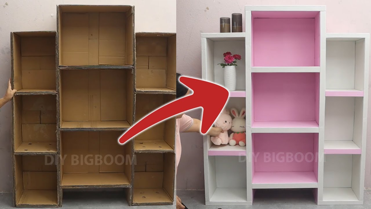 How to Build a Storage Cabinet Using Cardboard Box - YouTube