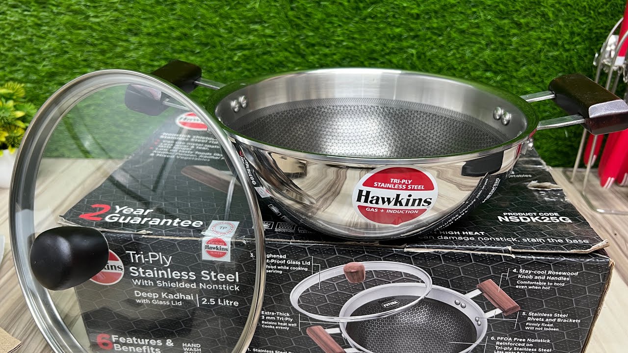 Hawkins honey comb Steel Kadai Triply nonstick cookware - YouTube
