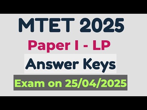 MTET 2025 Paper I - LP Answer Keys Exam 25/04/2025