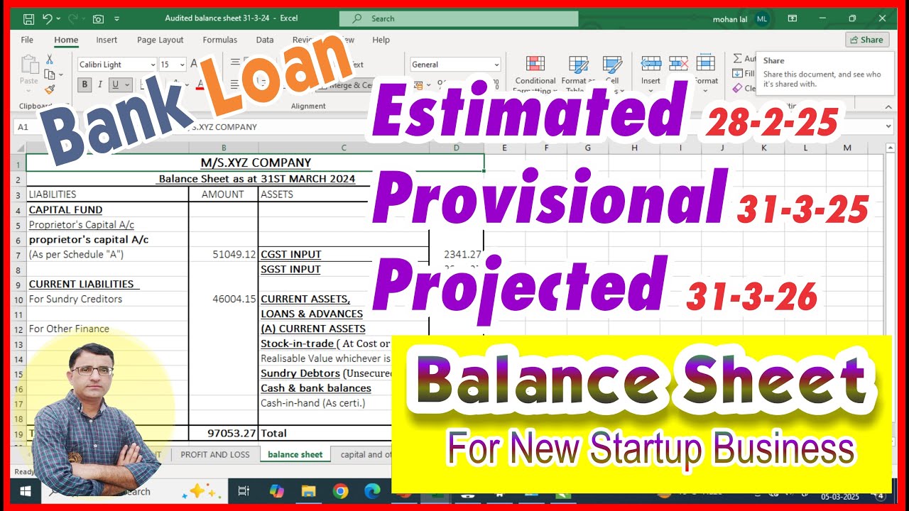 Estimated Balance Sheet | Provisional Balance Sheet | Projected Balance ...