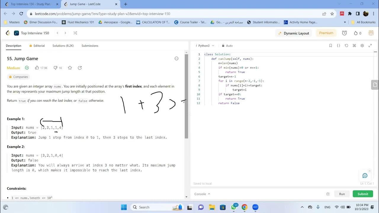 Python Problem Solving Challenge Jump Game 1 From Leetcode شرح بالعربي Youtube 9947