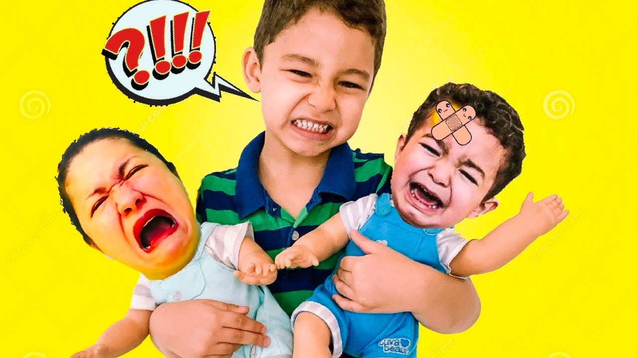 Ethan found a doll and pretends to be a parent - YouTube