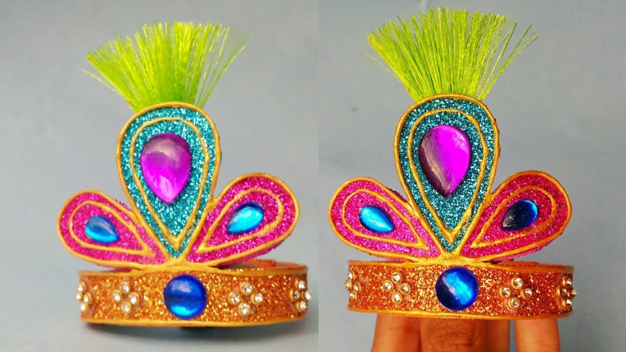 Mukut Making | Mukut For Krishna | DIY | Easy Mukut Ideas | Ganesh ji ...