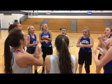 Our Lady of the Lakes girls baskeball dances together