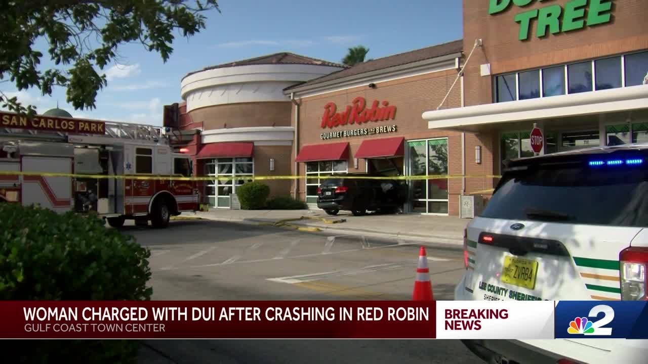 Woman charged with DUI after SUV crashes into Red Robin restaurant at ...