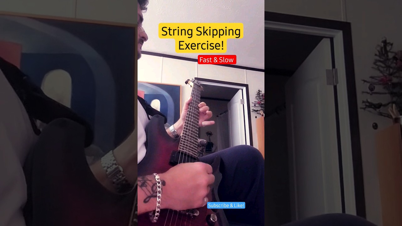 String-Skipping Shred Lesson! (fast & slow) 🔥🎼 #shorts #guitarsolo # ...