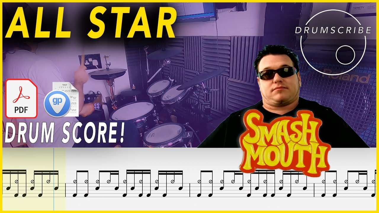 All Star - Smash Mouth | DRUM SCORE Sheet Music | #144 DRUMSCRIBE - YouTube