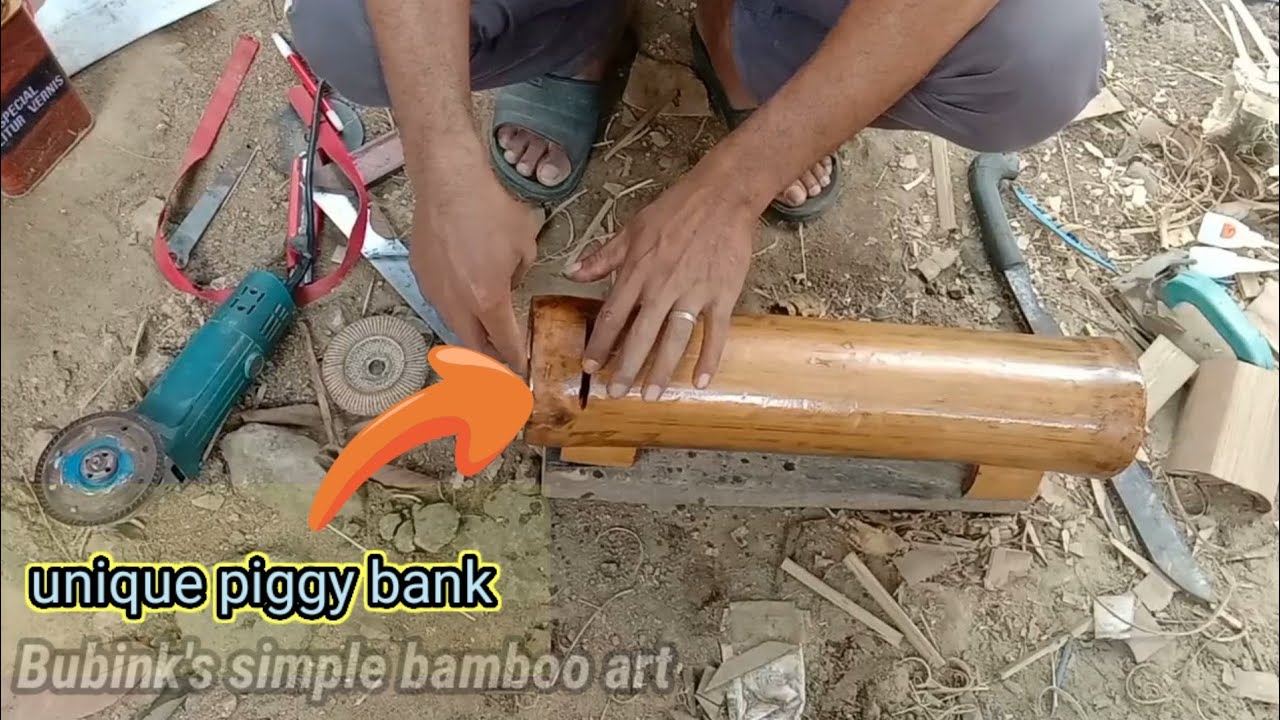 make useful items, piggy bank from bamboo - YouTube