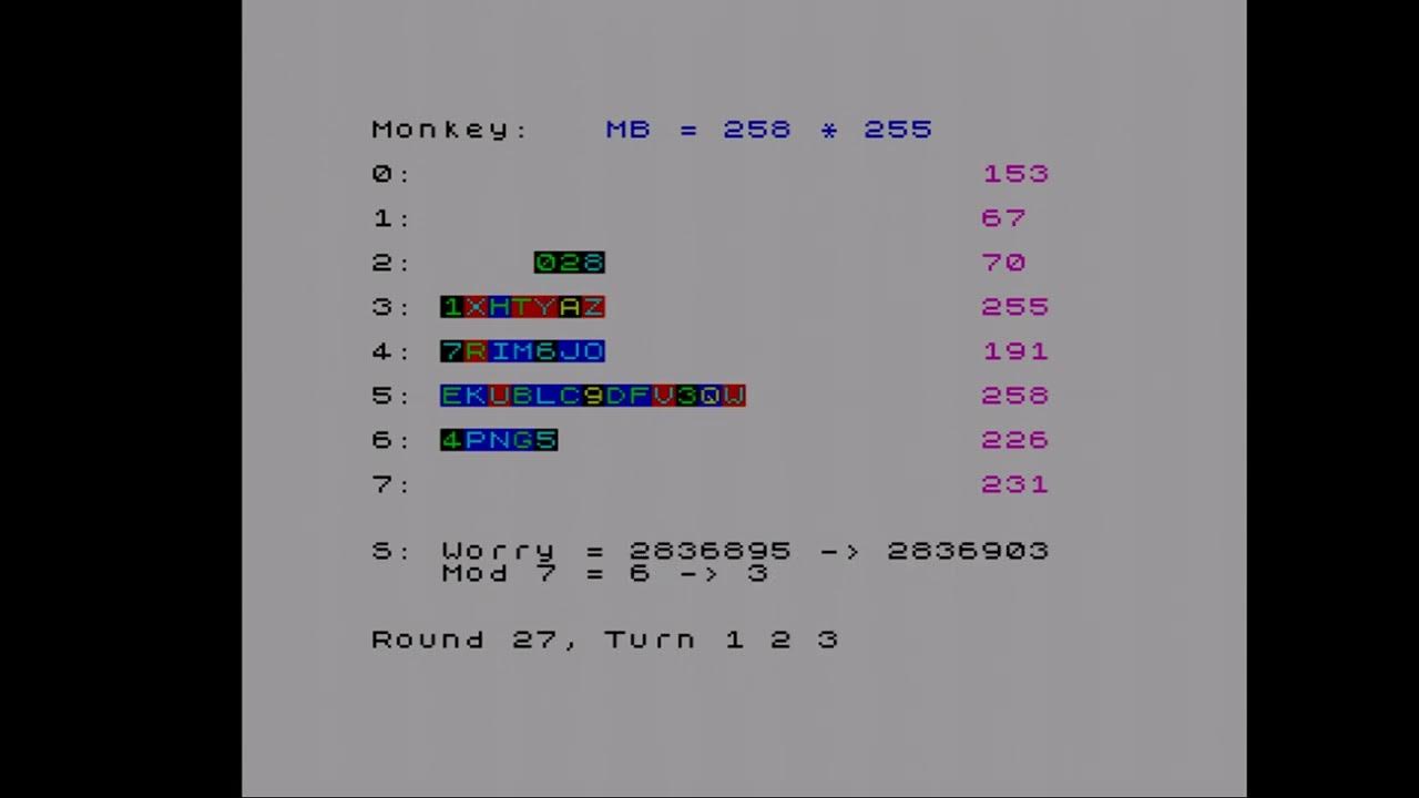 Advent of Code, Day 11, 2022 Visualized — ZX Basic on 8-bit Z80 (running on ZX Spectrum Next ...