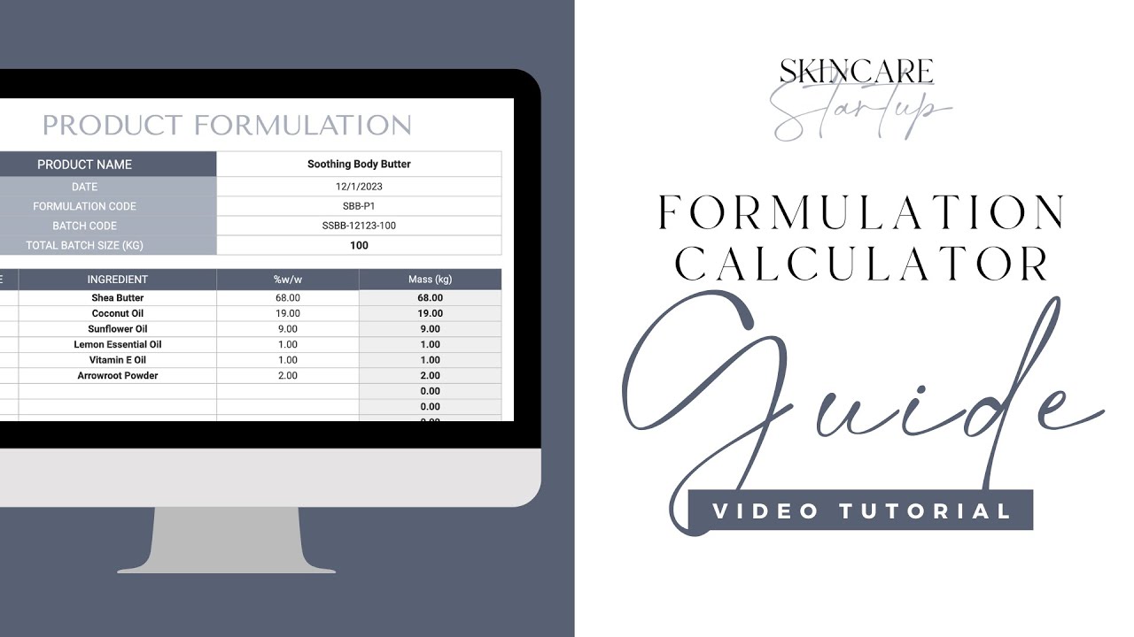 Product Formulation Spreadsheet Video Guide - YouTube
