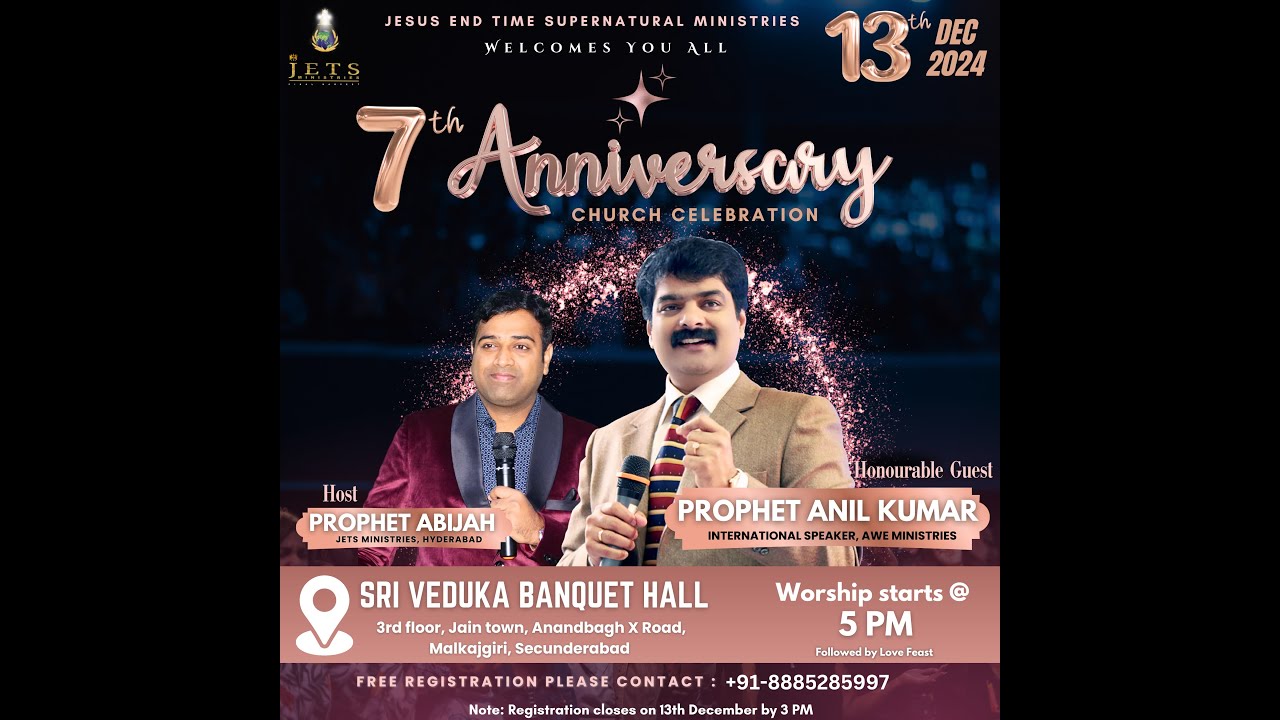 7th Anniversary Church Celebration | Bro Anil Kumar | Malkajgiri - YouTube