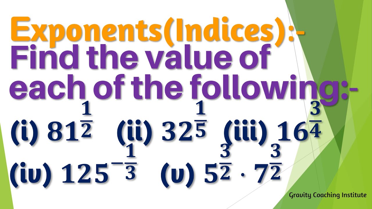 Find the value of each of the following:- (i) 81^(1/2) (ii) 32 ^(1/5 ...