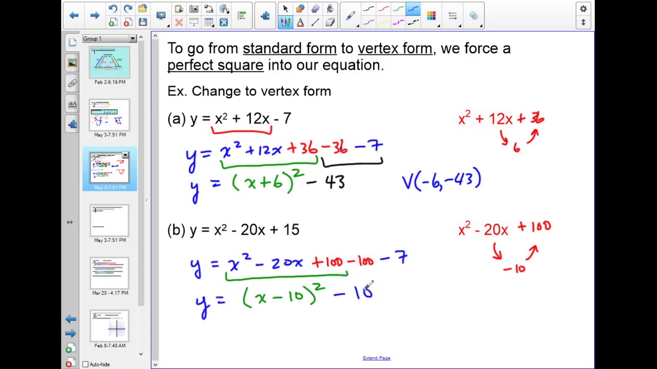MCR3U Review 04 Completing the Square & Transformations - YouTube