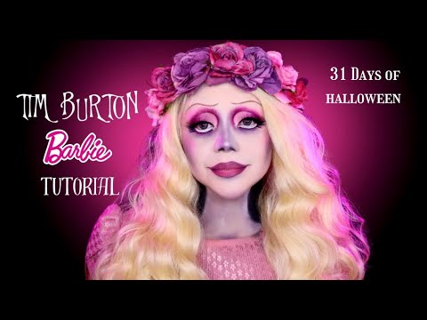 31 DAYS OF HALLOWEEN| Tim Burton Barbie Makeup Tutorial - YouTube
