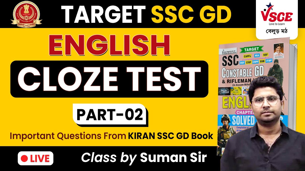 SSC GD English Classes 2024-25 | Cloze Test in English Grammar | Part ...