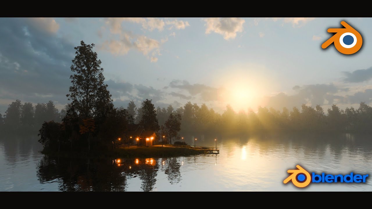 Sunset at the Lake House / Time Lapse / #Blender #3d #b3d #conceptart # ...