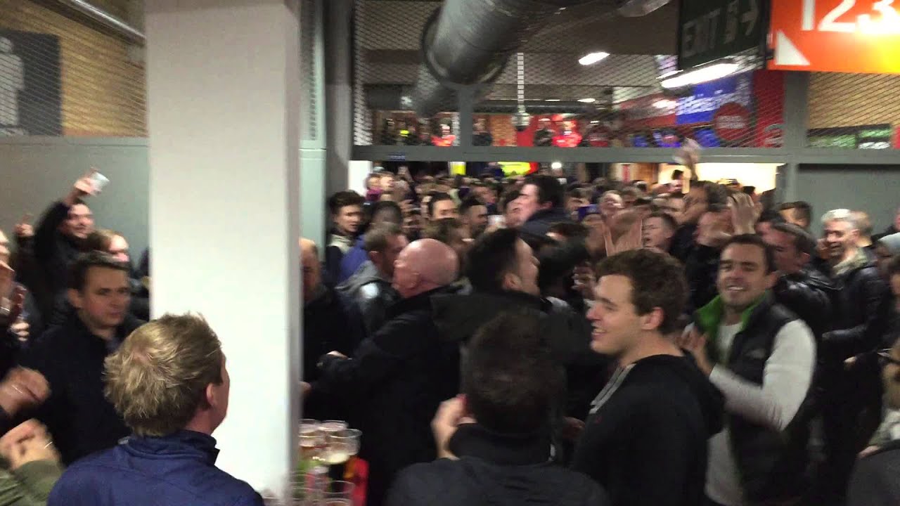 Chelsea Fans in the concourse at Anfield - YouTube