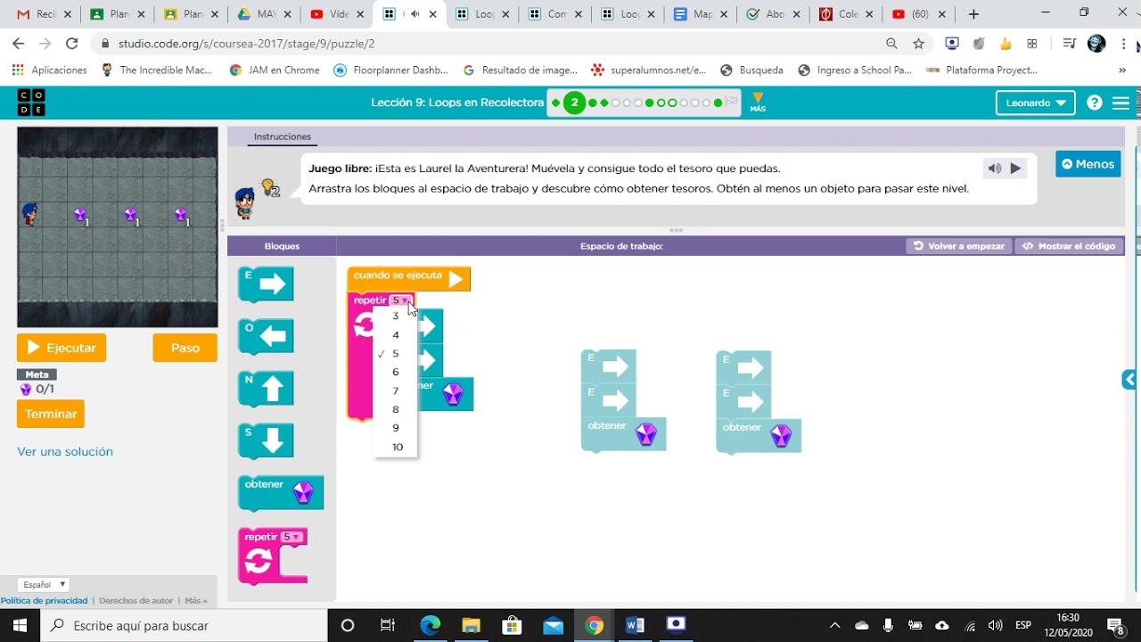Bucles en code.org - YouTube