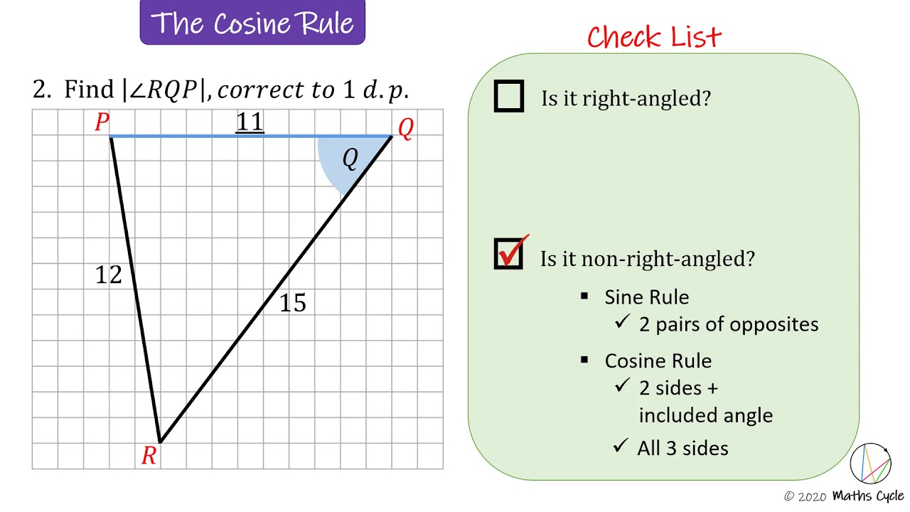 Finding an unknown angle in a non right angled triangle using the ...