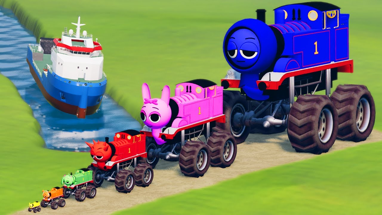 Big & Small Monster Truck Incredibox Sprunki the Train vs Giant Ship ...