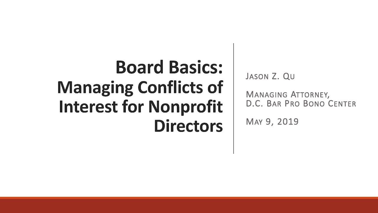 Board Basics Webinar: Managing Conflicts of Interest - YouTube