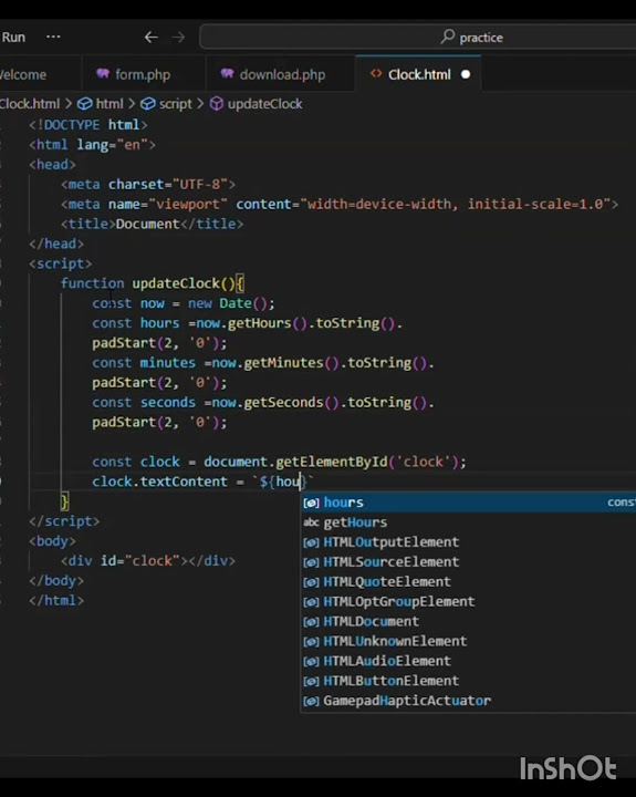 Digital Clock In Html Javascript Htmlcss Html Javascript Coding