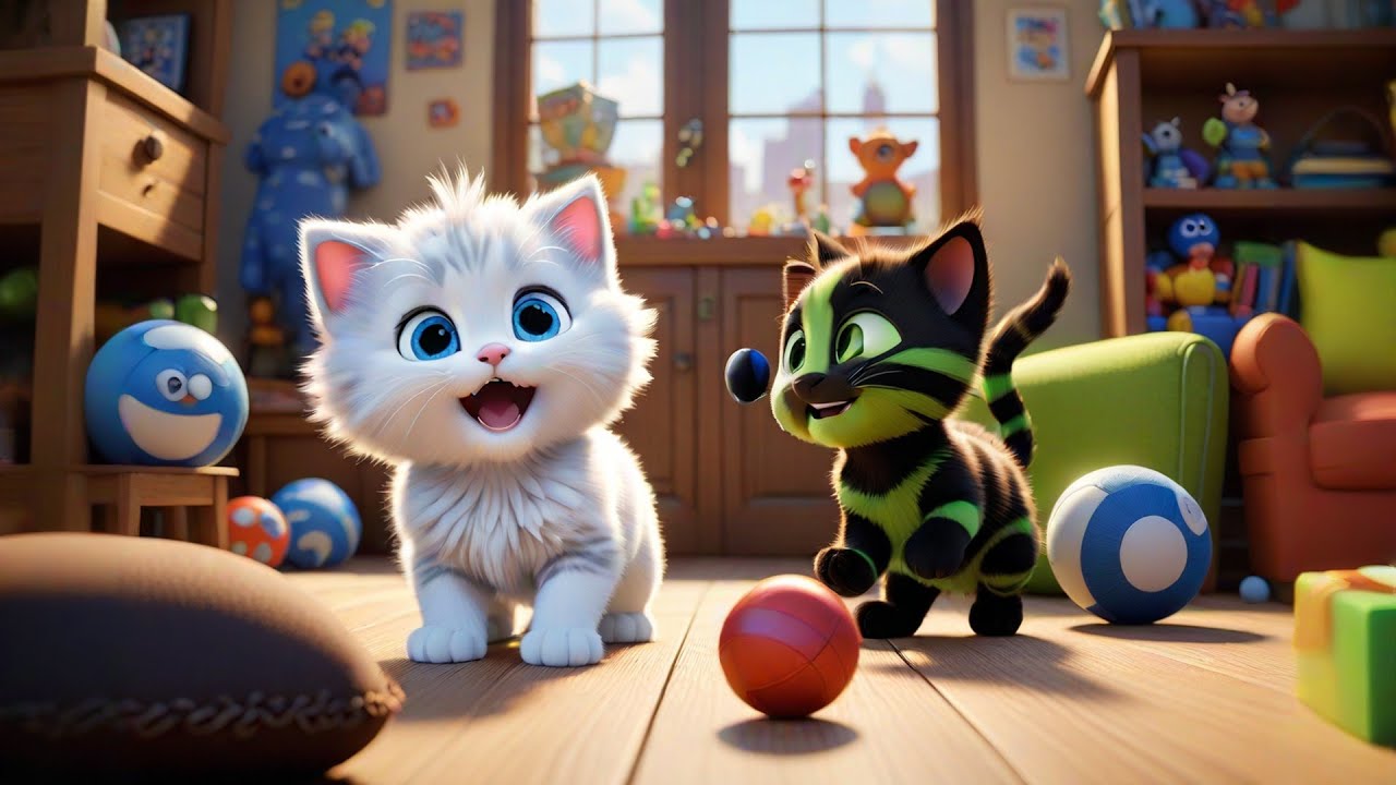 Four Little Kittens Chase a Mouse | Fun Animal Song for Kids | Nursery ...