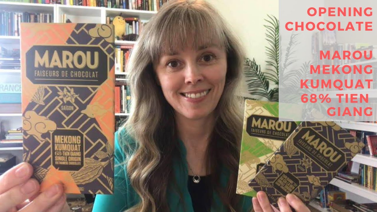 Opening Marou Chocolate - Mekong Kumquat 68% Dark chocolate bar - YouTube