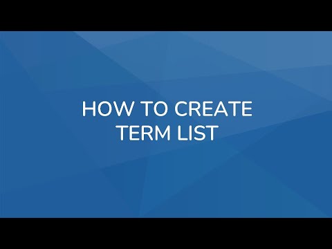 How to Create Term List - YouTube
