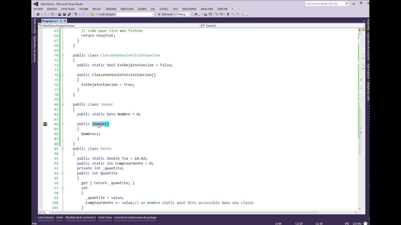 Tutoriel 99 - C# Static 2ème Partie - YouTube