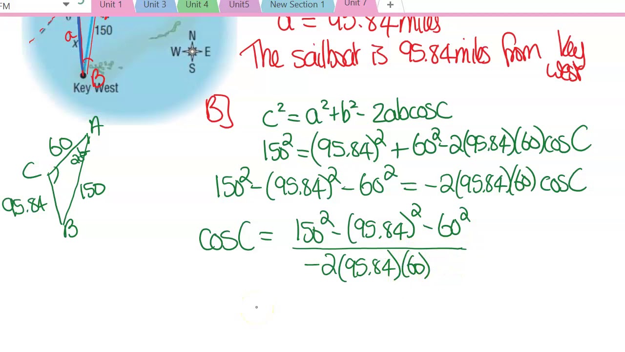 7-8b Law of Cosines Word Problem - YouTube
