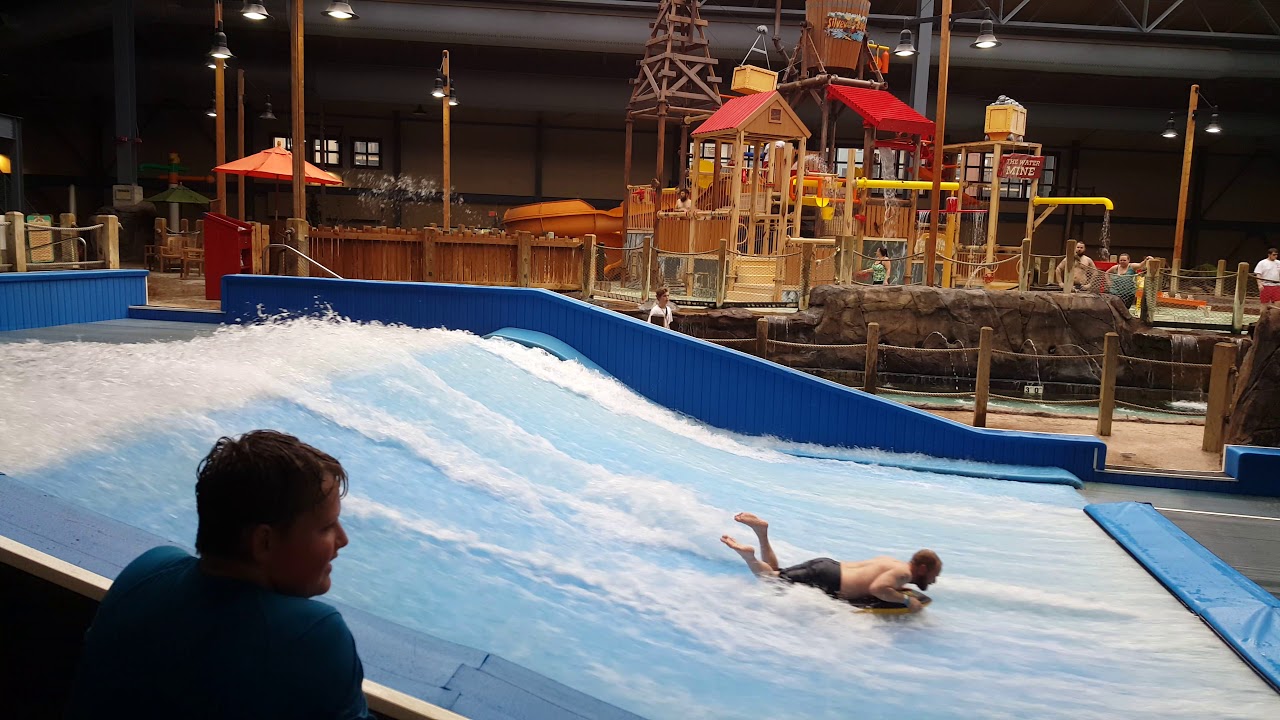 Pro riders on the FlowRider at Silver Rapids Mountain Indoor Waterpark ...