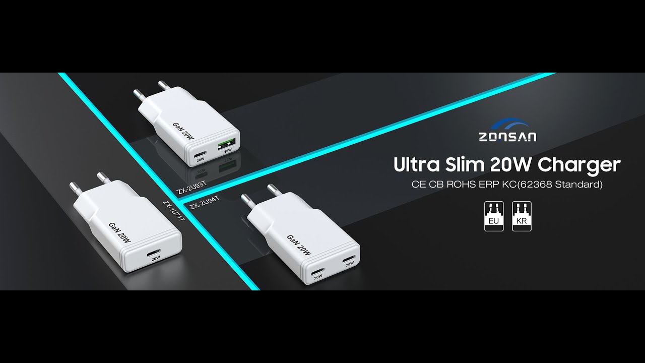 Ultra Slim Charger For iPhone 20w 18w EU KR Plugs USB Phone Charger PD ...