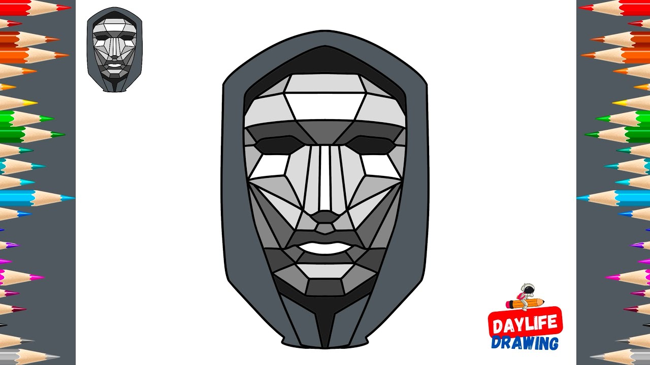 How to Draw Front Man Mask | Squid Game Drawing Tutorial - YouTube