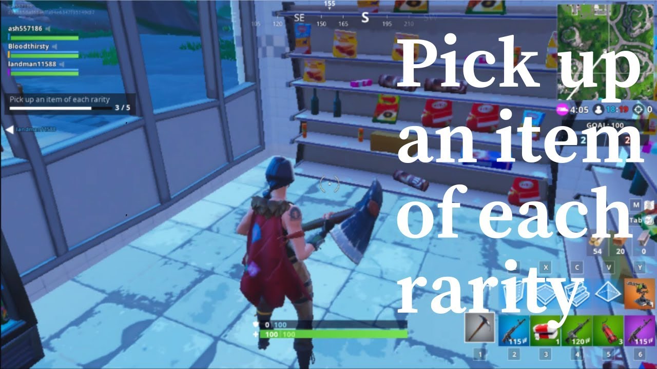 Fortnite weekly challenge 1: Pick up an item of each rarity Season 7 ...