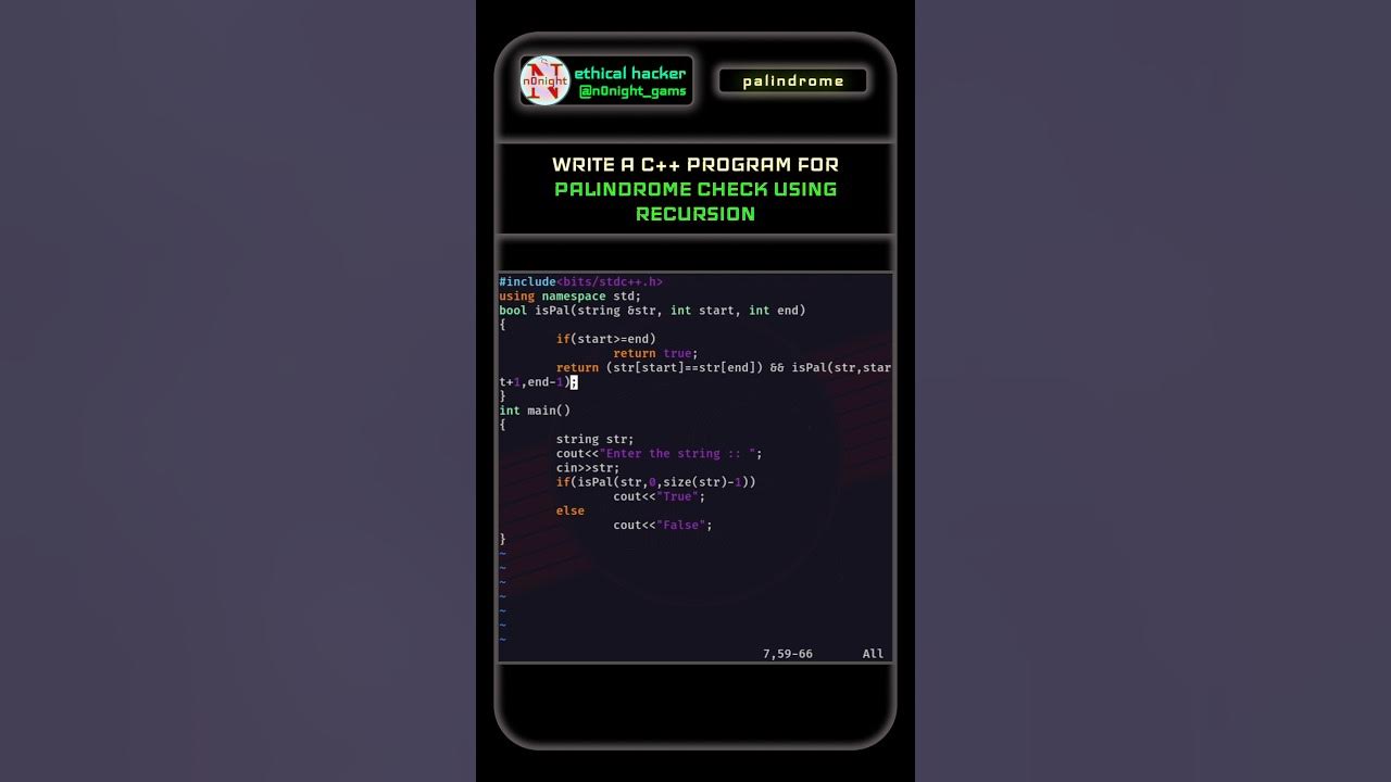 Palindrome Check Using Recursion Cplusplus Recursion Nonightgams