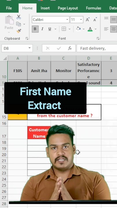 How to Extract First Name in Excel using LEFT & FIND Function | Quick Excel Tutorial - YouTube