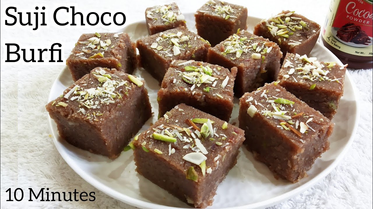 Easy Sweet In 10 Minutes | Suji Cocoa Burfi | Rava Burfi | Sweets ...