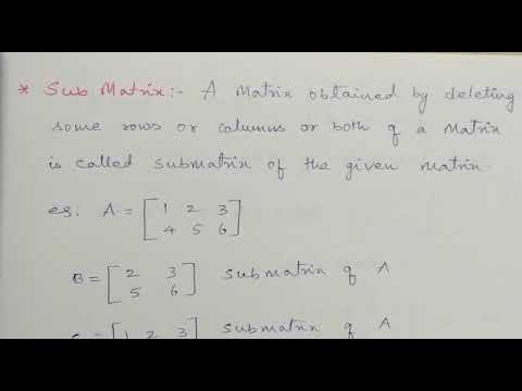 kp sir Matrices - Definition of submatrix - YouTube