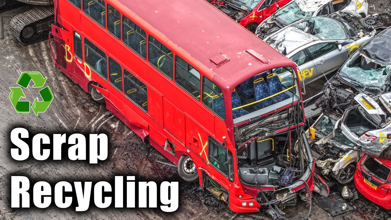 Non-Stop Scrap Yard Chaos! Lorries, Mega Shredders & Red Double Decker ...