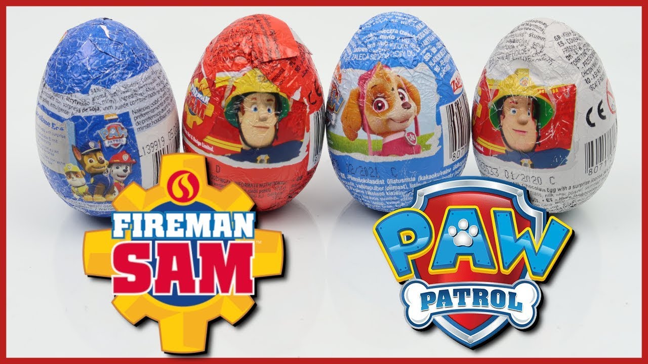 4 Feuerwehrmann Sam und Pfoten Patrouille Überraschung Eier Paw Patrol ...