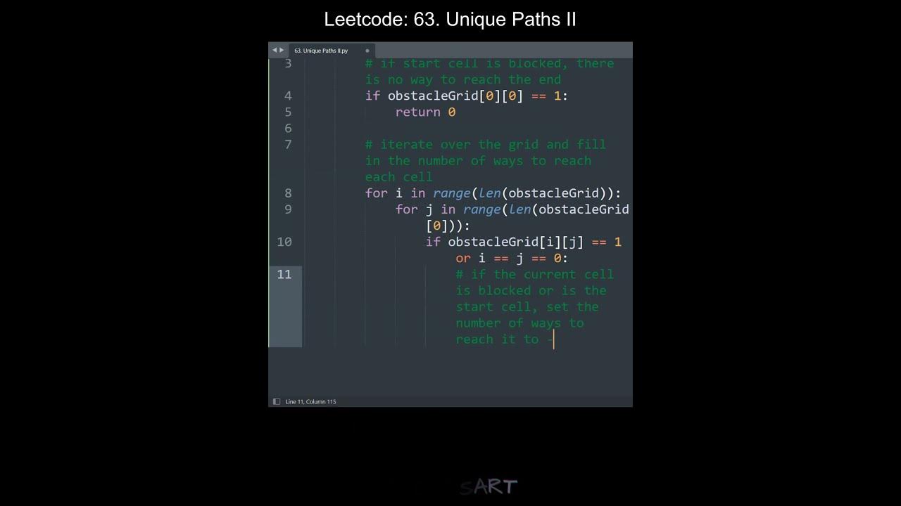 Leetcode 63 Unique Paths Ii In Python Python Leetcode Python 3300