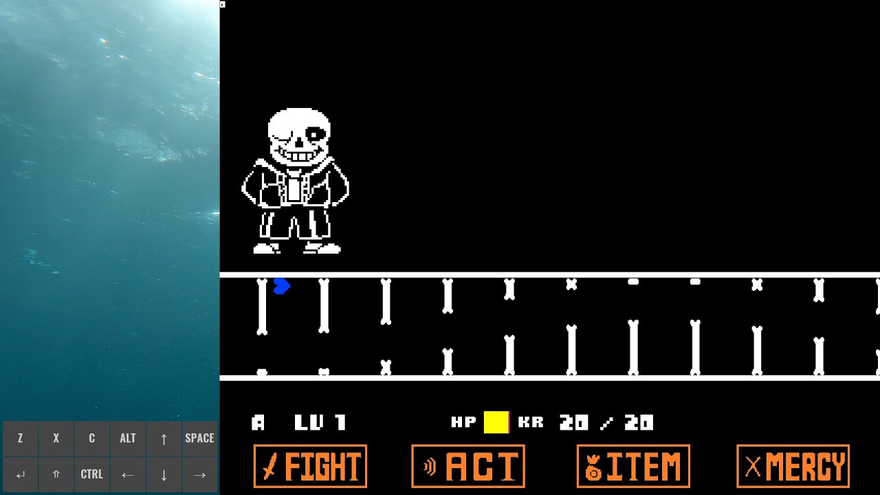 Passing through Sans's bone tunnels without taking damage - YouTube