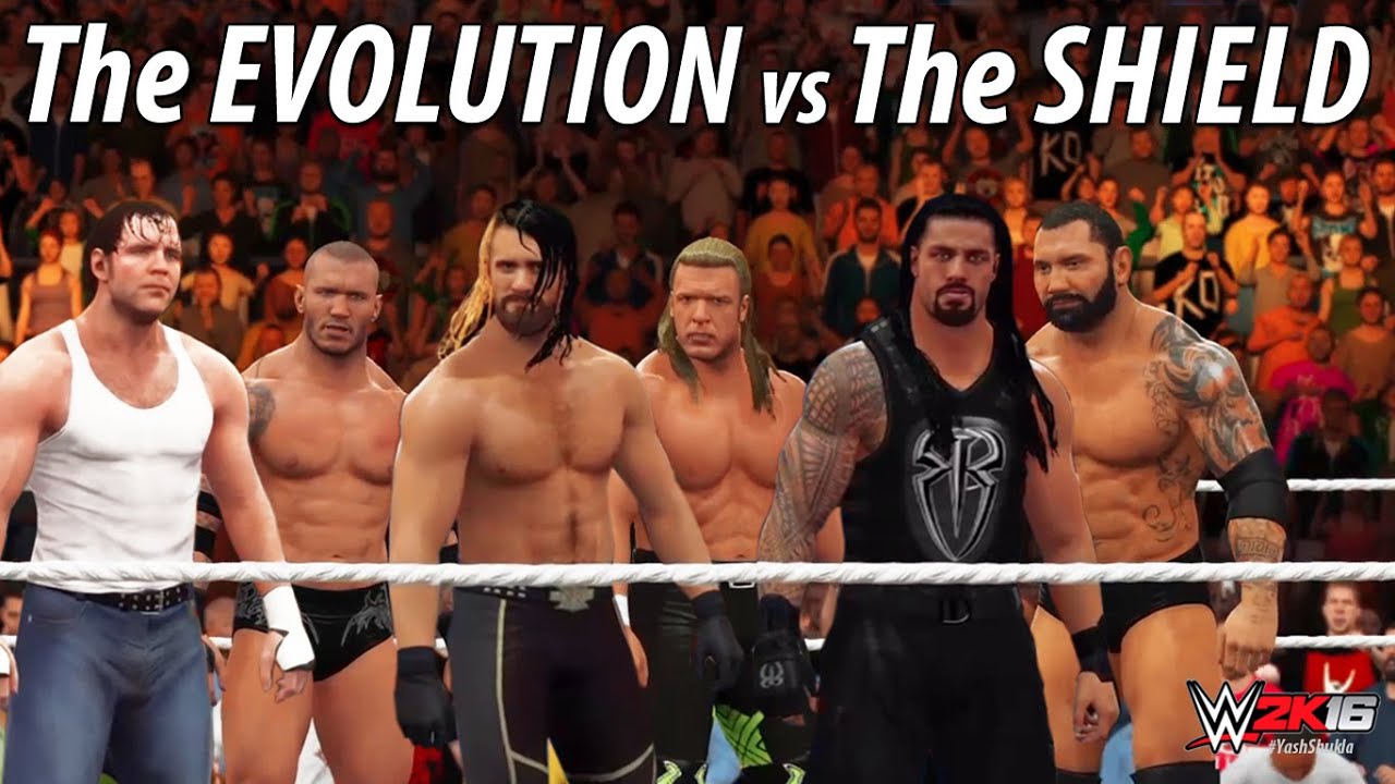 WWE 2K16 - The Evolution vs The Shield | 6 Man Tag Team Match | PS4 Gameplay - YouTube