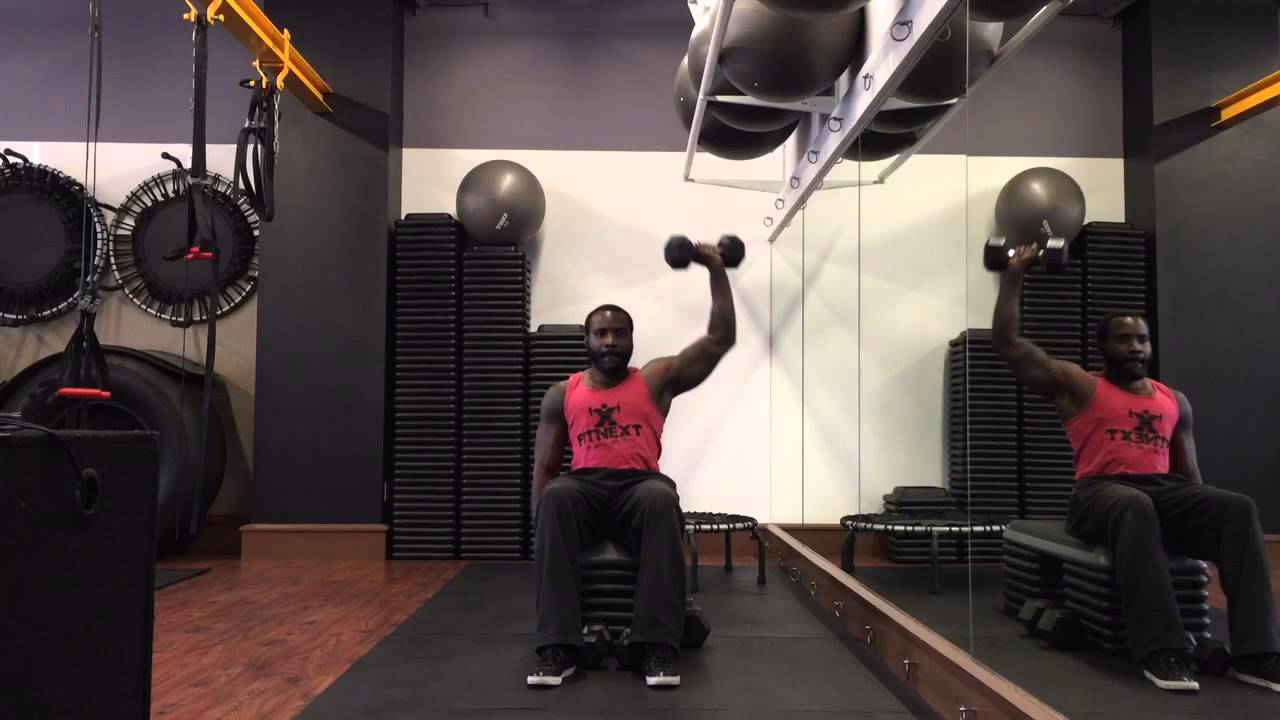 DB Seated Single Arm Shoulder Press Fitnext Shoulders - YouTube